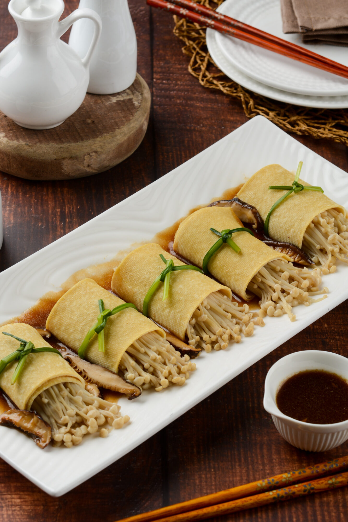 Steamed Enoki Stuffed Chinese Tofu Sheet | Online Recipe | The Maya Kitchen
